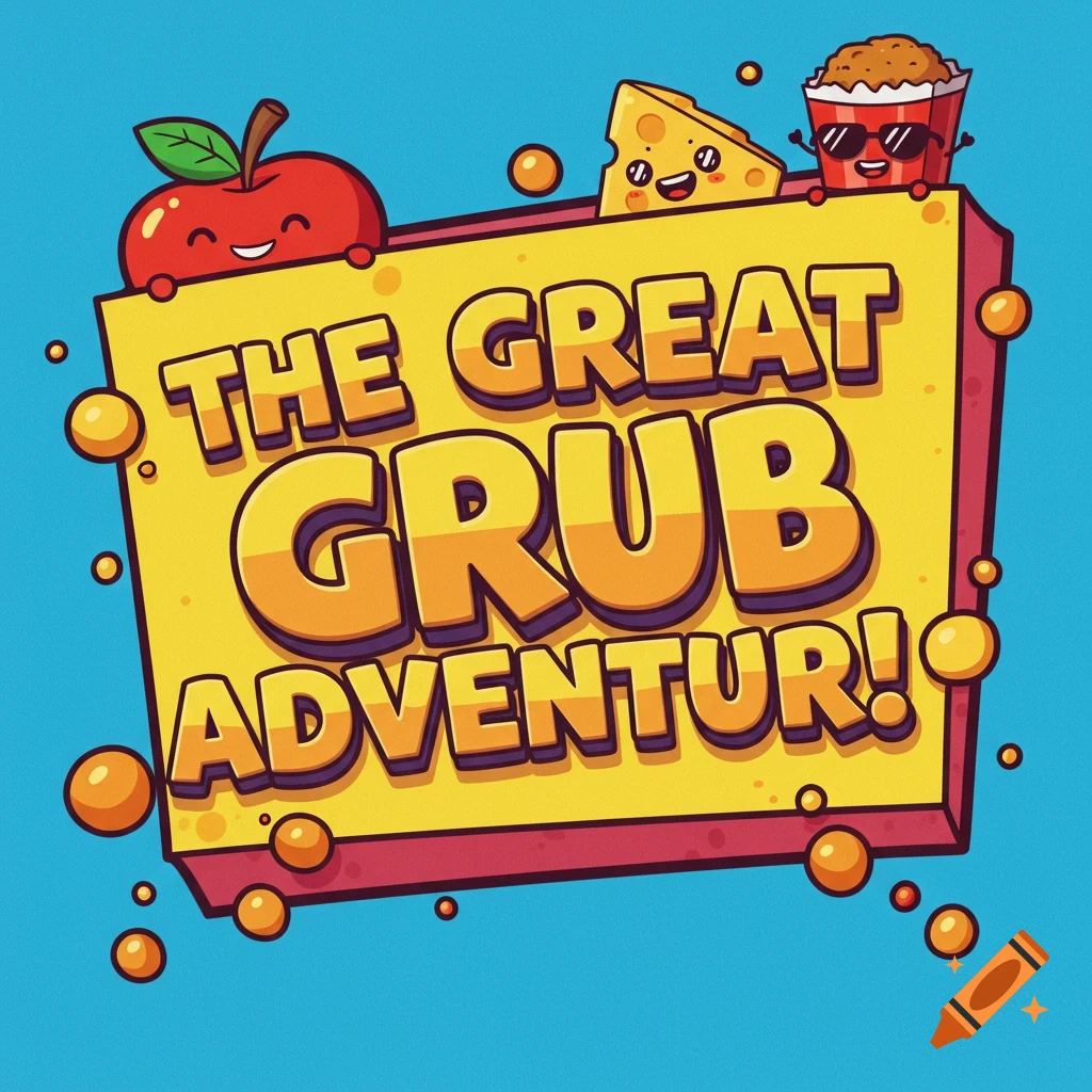 Colorful comic book title with bubbly letters and a cartoon food ...