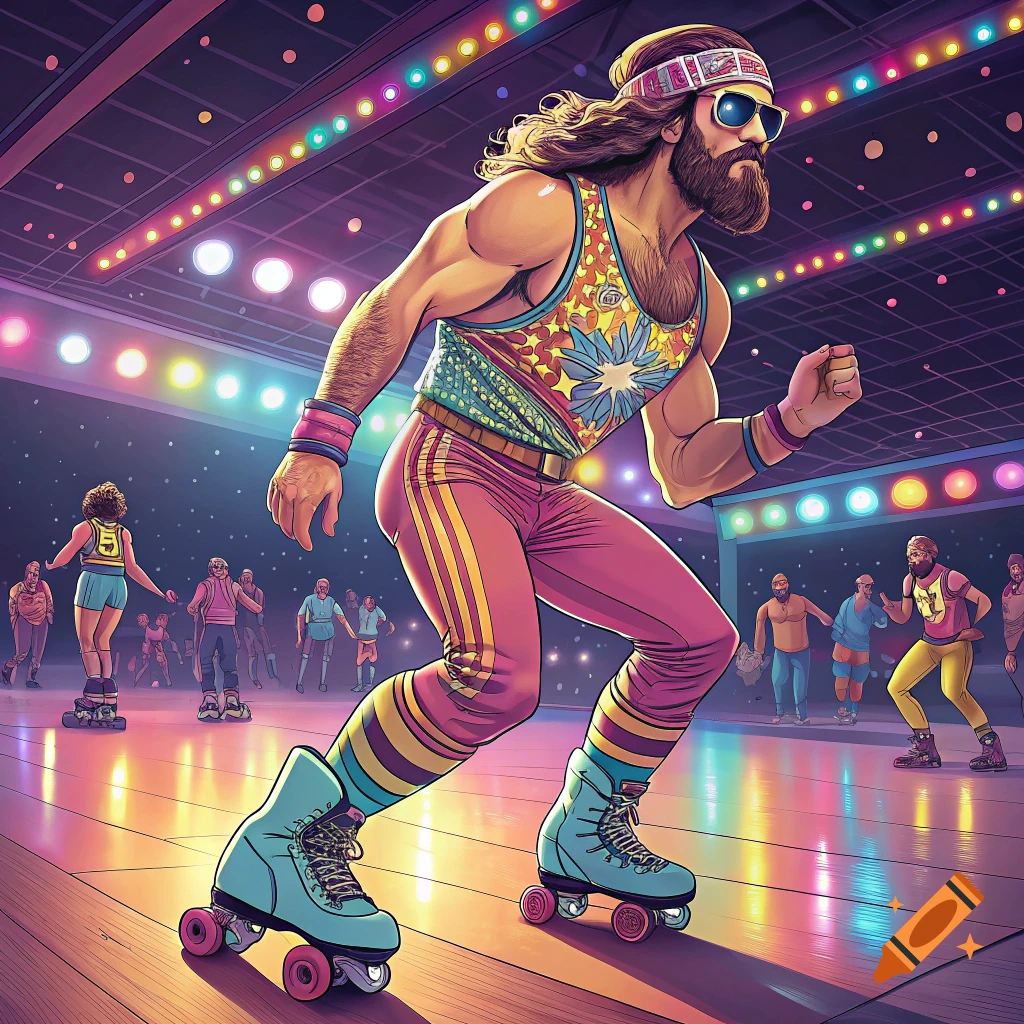 Cartoon Roller Skate Rink