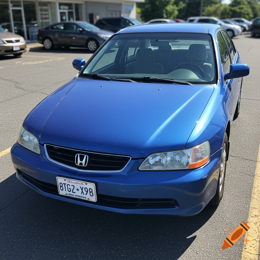 A blue Honda Accord parked in a lot. on Craiyon
