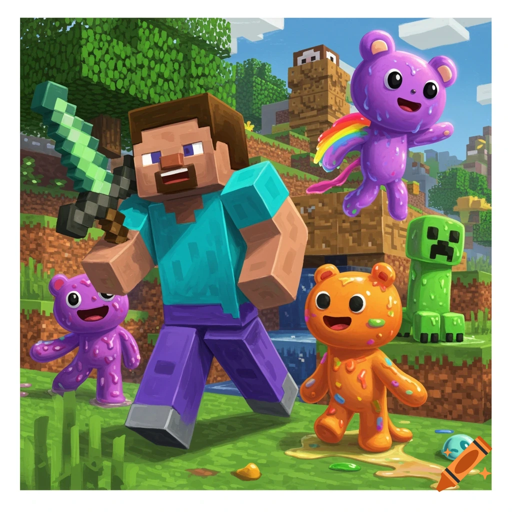 Minecraft rainbow friends on Craiyon