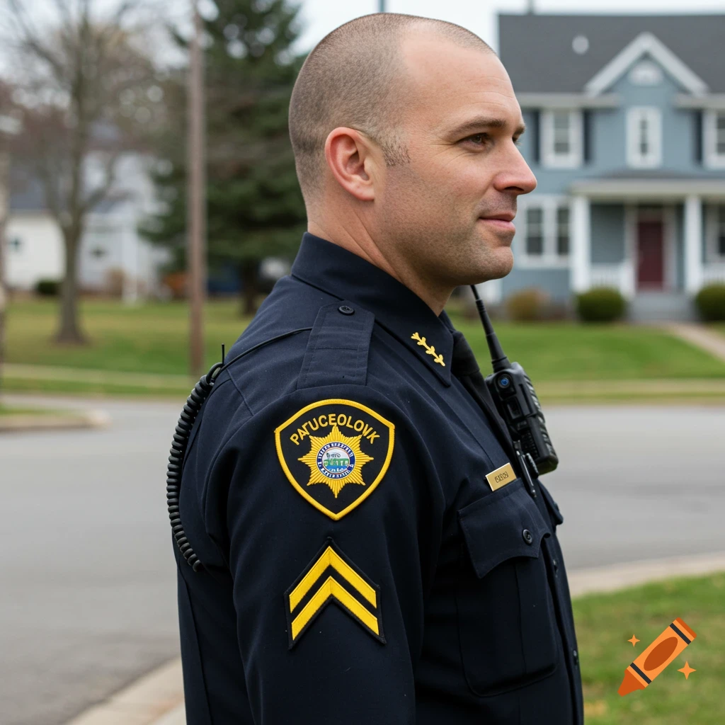 Handsome police officer in uniform side profile on Craiyon