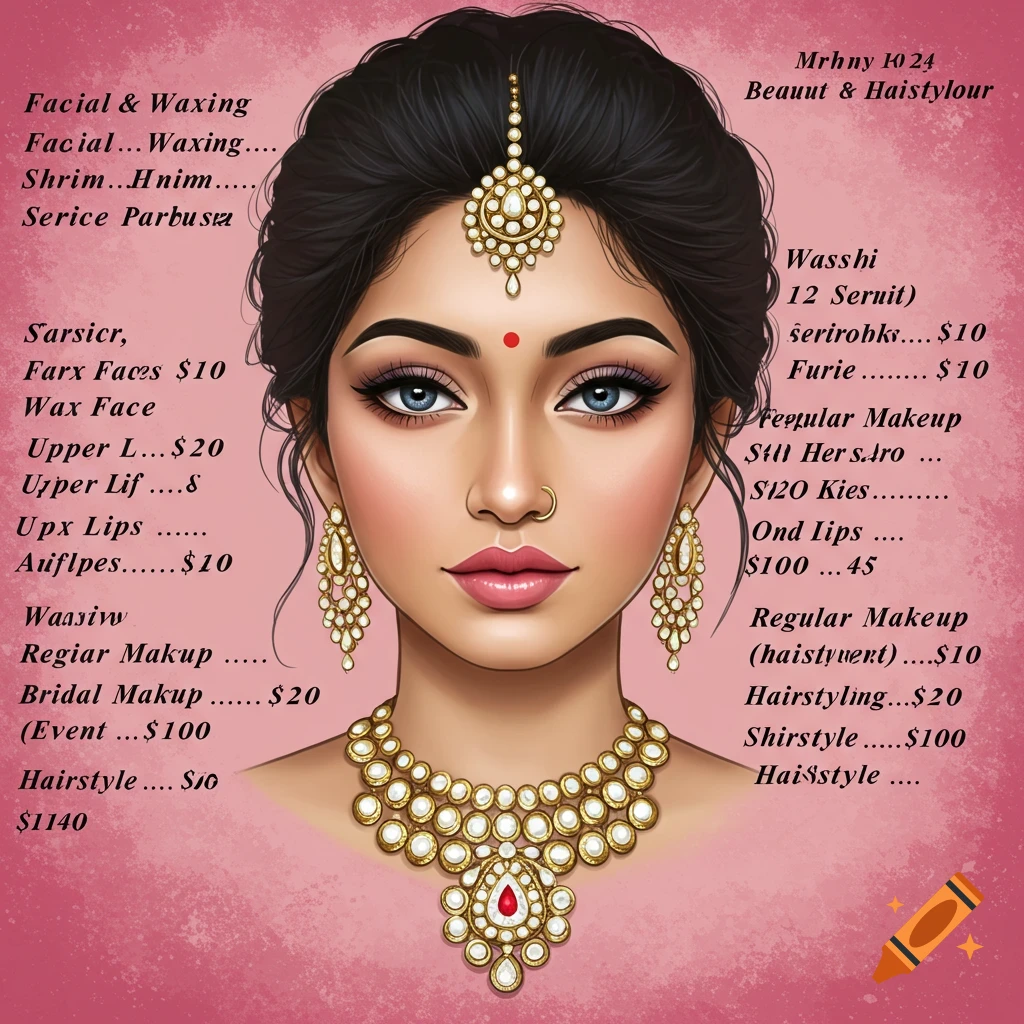 Beauty Parlour Service Menu: Facial, Waxing, Makeup, and Hairstyling on ...