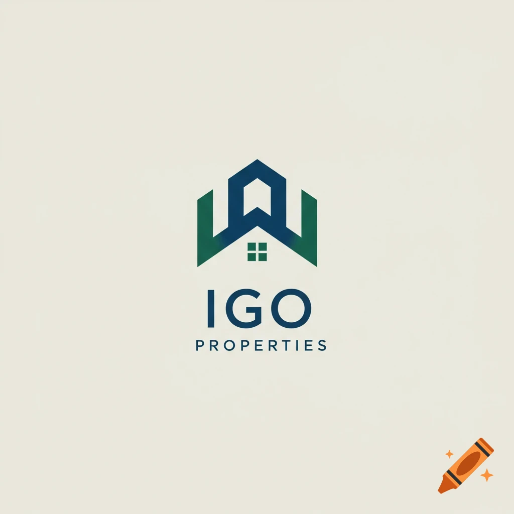 A green and blue geometric logo featuring a house symbol and the text ...