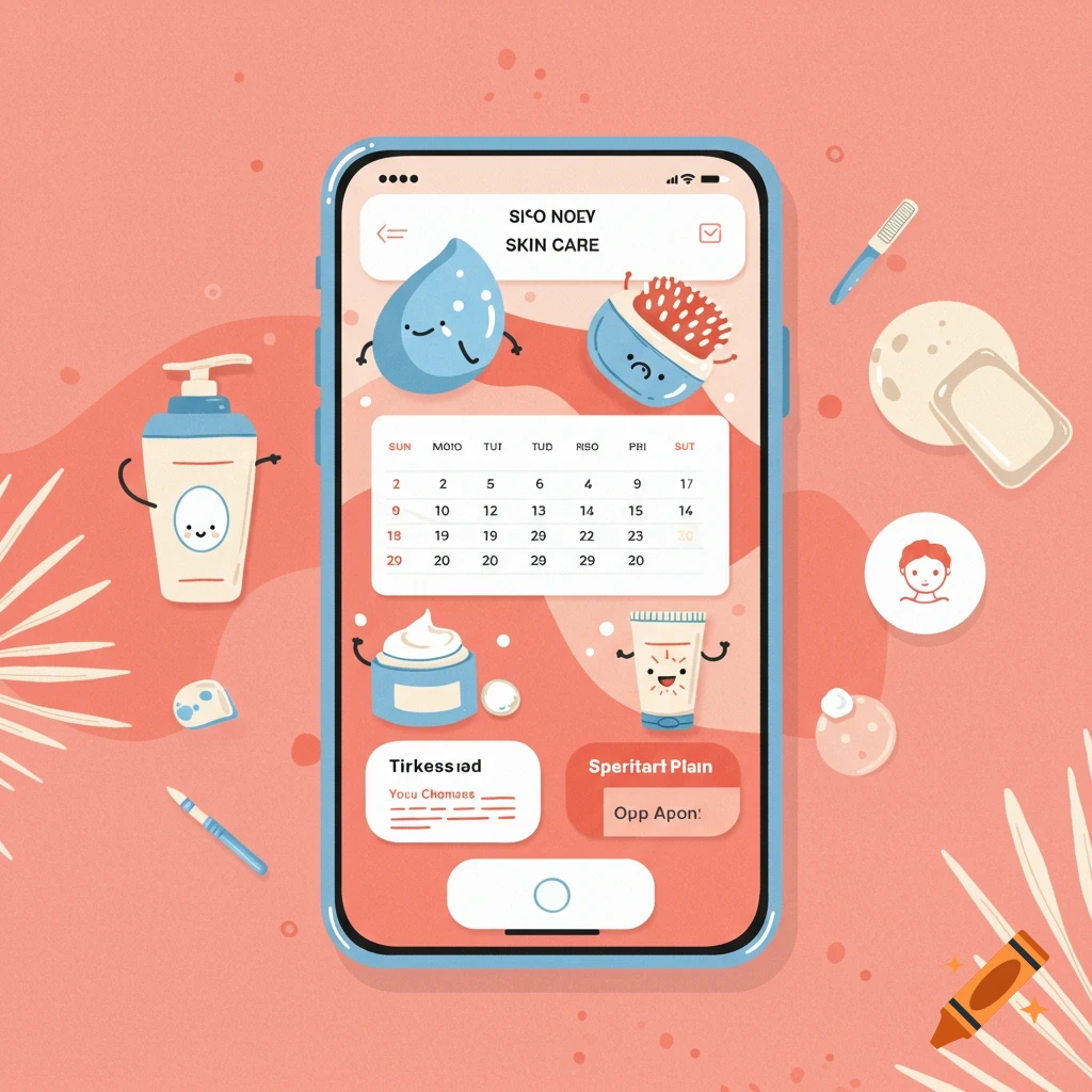 Skin care app interface on Craiyon