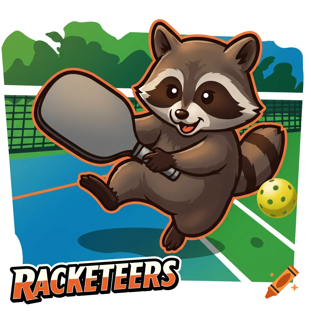 Raccoon playing pickleball sports team logo on Craiyon