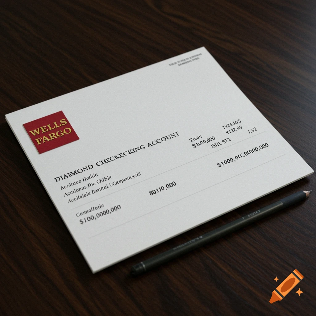Wells Fargo Diamond Checking Account statement on Craiyon