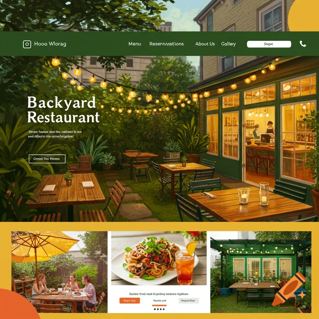 Website design for a backyard restaurant on Craiyon