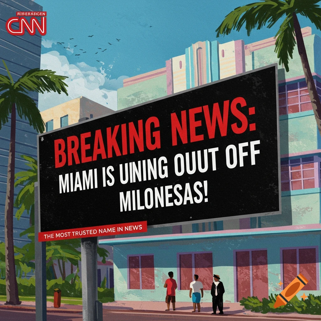 CNN banner announcing breaking news about Miami's milanesas shortage on ...