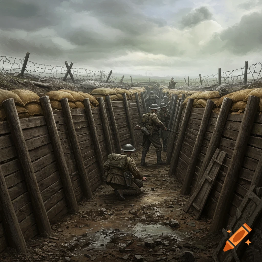 World War 1 trench on Craiyon