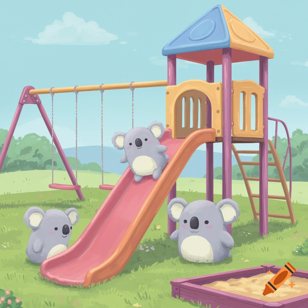 Koala Squishmallows at a playground on Craiyon