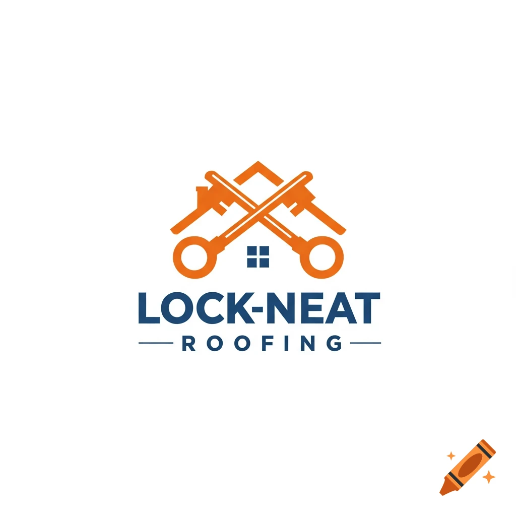 Lock-Neat Roofing logo with crossed orange skeleton keys forming a roof ...