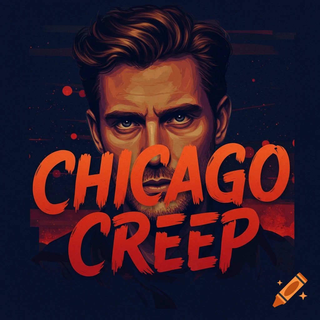 A stylized, monochromatic portrait of a man's face with a distressed ...