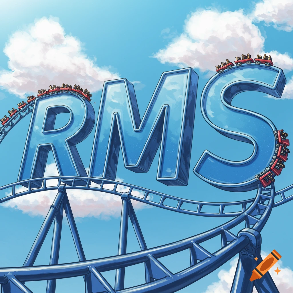Rollercoaster track spelling RMS on Craiyon