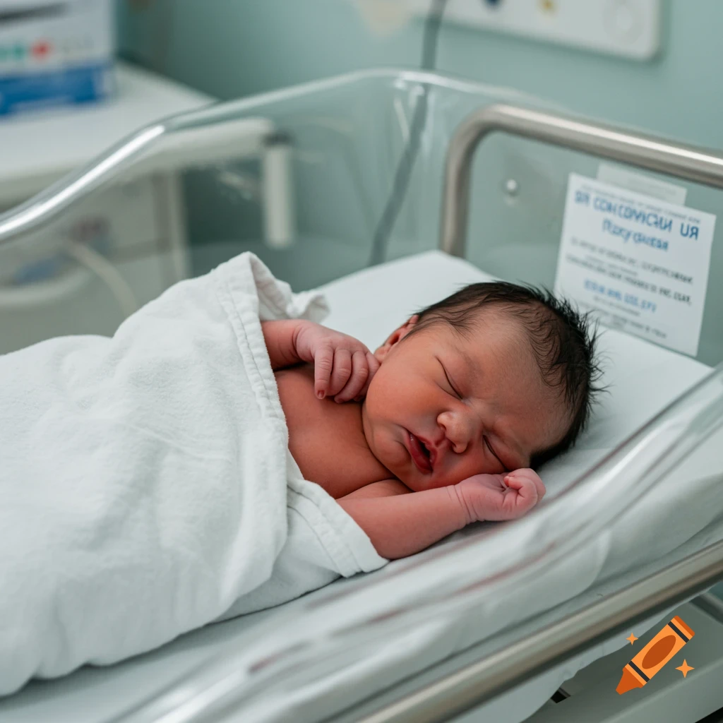 Newborn baby in a Russian hospital on Craiyon