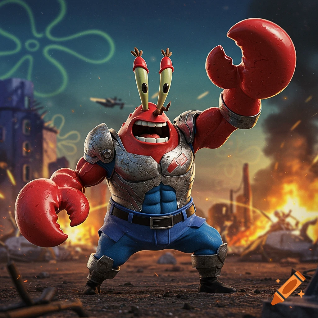 Mr. Krabs as Conquest from Invincible on Craiyon