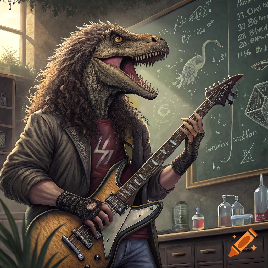 Dimebag Darrell velociraptor hybrid on Craiyon