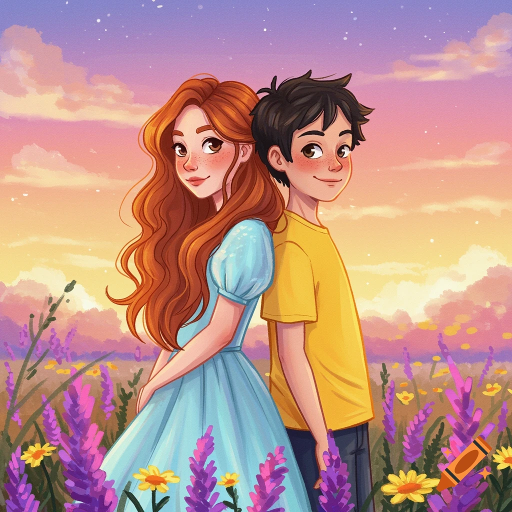 Girl and boy back to back on Craiyon