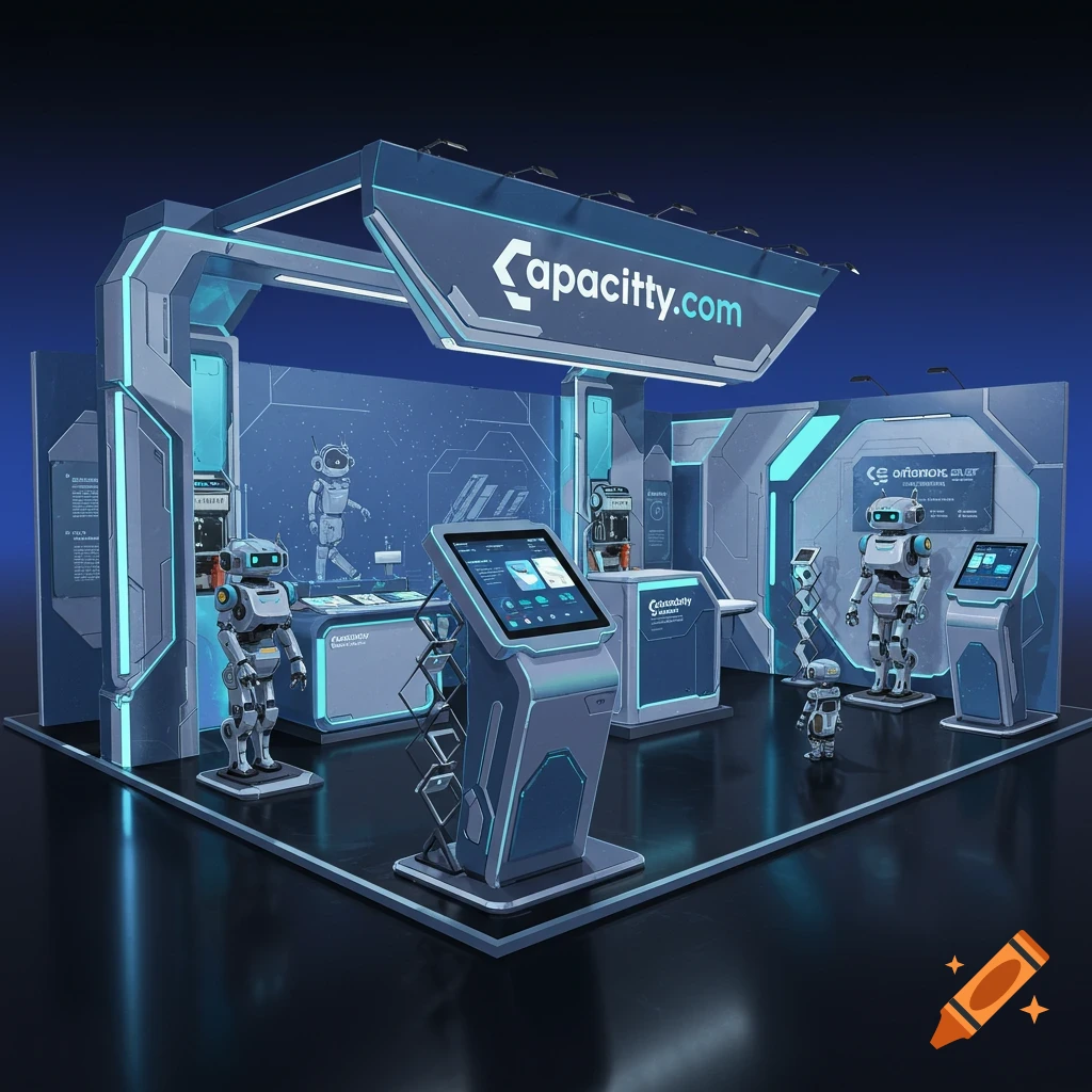 Creative expo layout with artist booths made from scaffolding on Craiyon