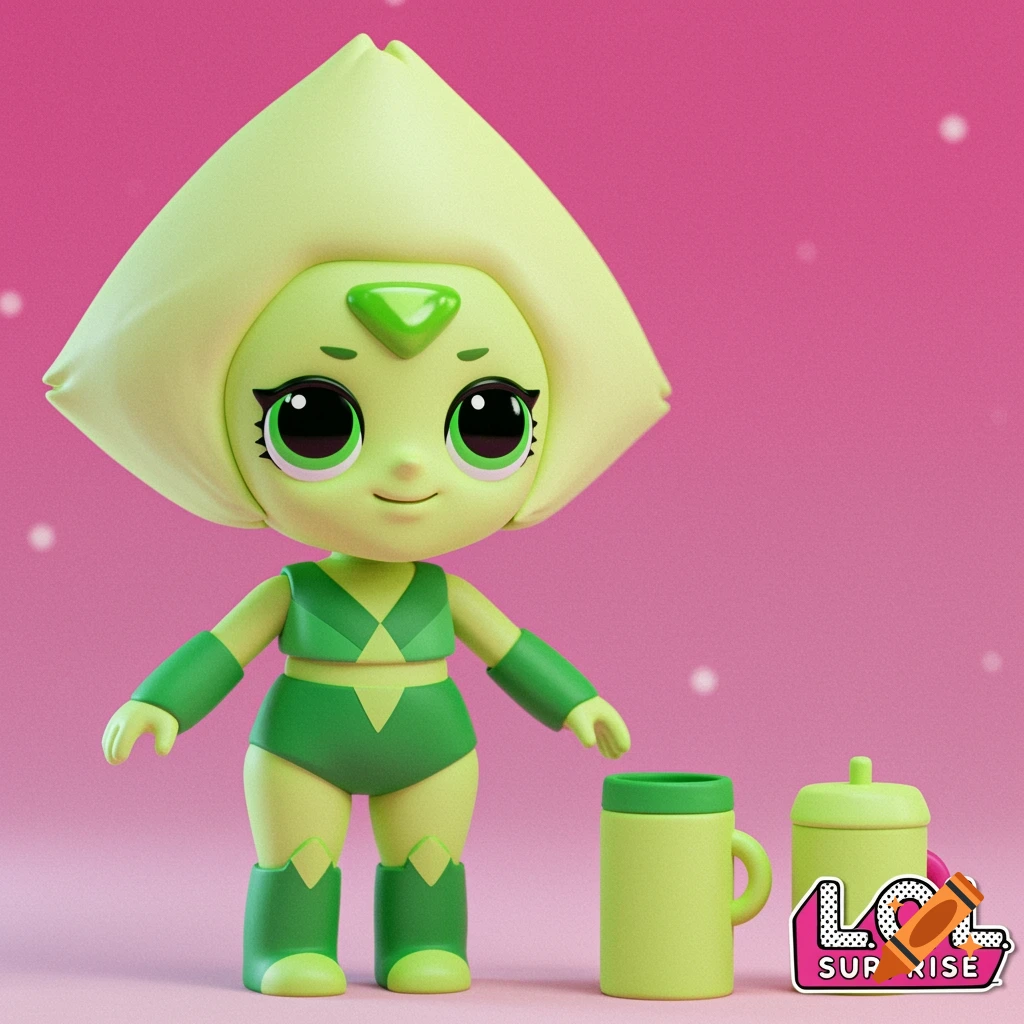Peridot from Steven Universe as LOL Surprise doll on Craiyon