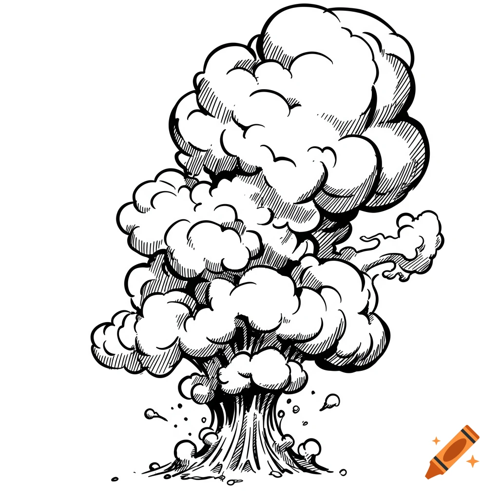 Black and white comic book illustration of smoke billowing from a hose ...