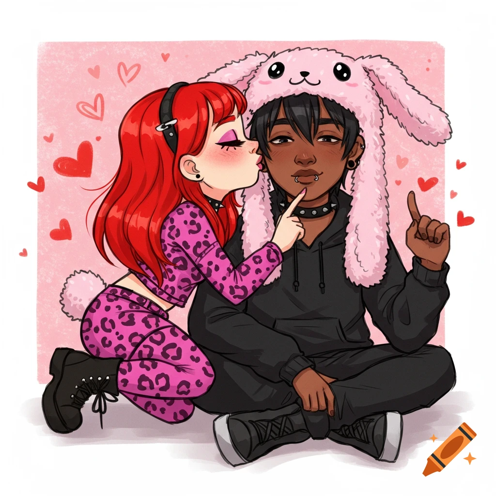 Stylized cartoon drawing of a cute couple in sketchbook style, inspired ...