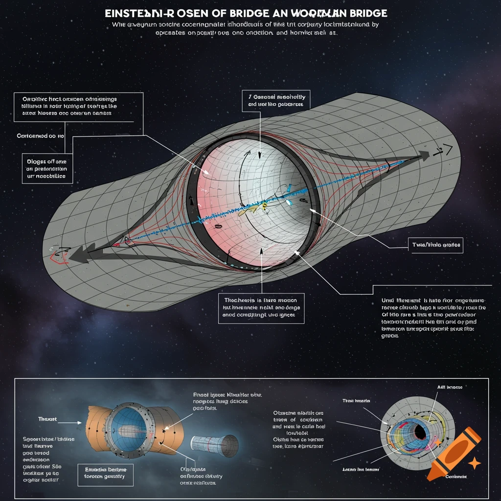 Infographic of an Einstein-Rosen Bridge (Wormhole) on Craiyon