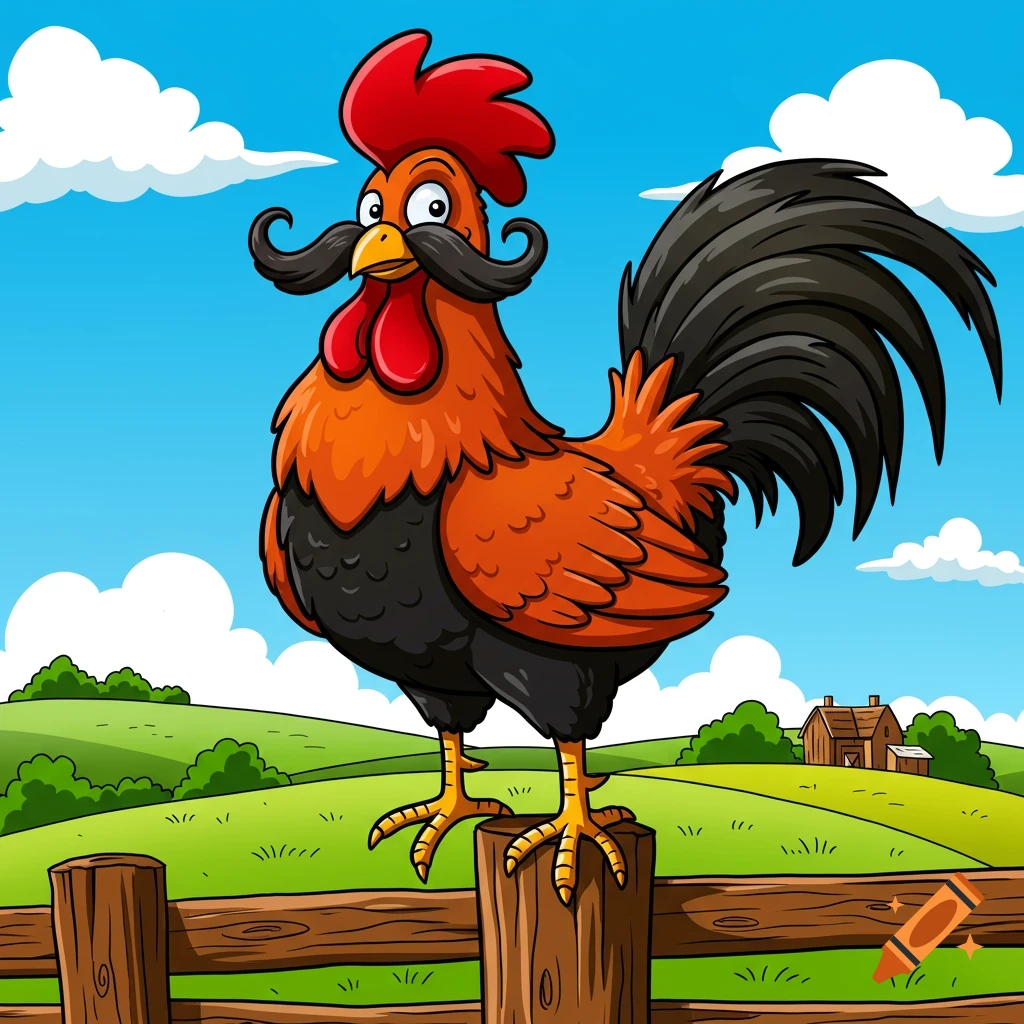 Mean Rooster Cartoon
