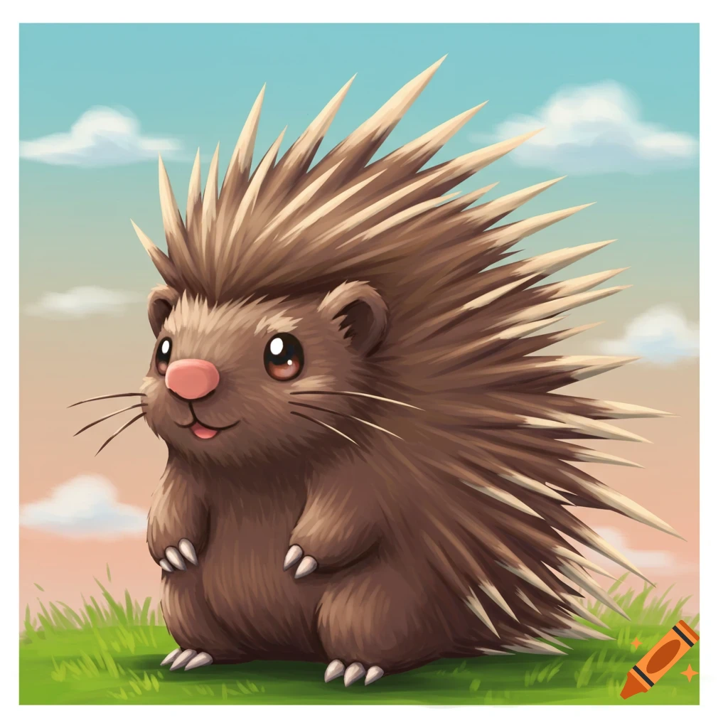 Hedgehog in red shorts with basket of berries and mushrooms in forest ...