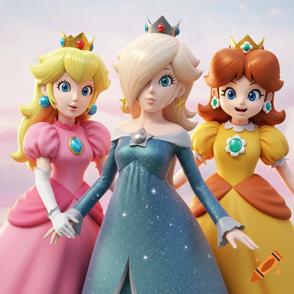 Princess Rosalina, Peach, and Daisy in v4 photo style on Craiyon