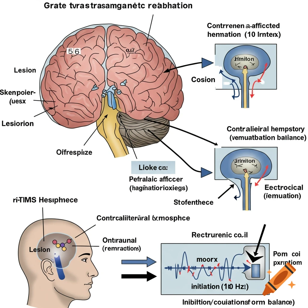 Diagram of repetitive transcranial magnetic stimulation (rTMS ...