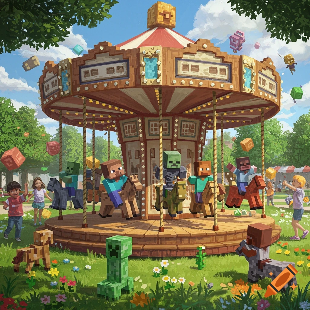 A stylized digital painting of a detailed carnival map showing tents ...