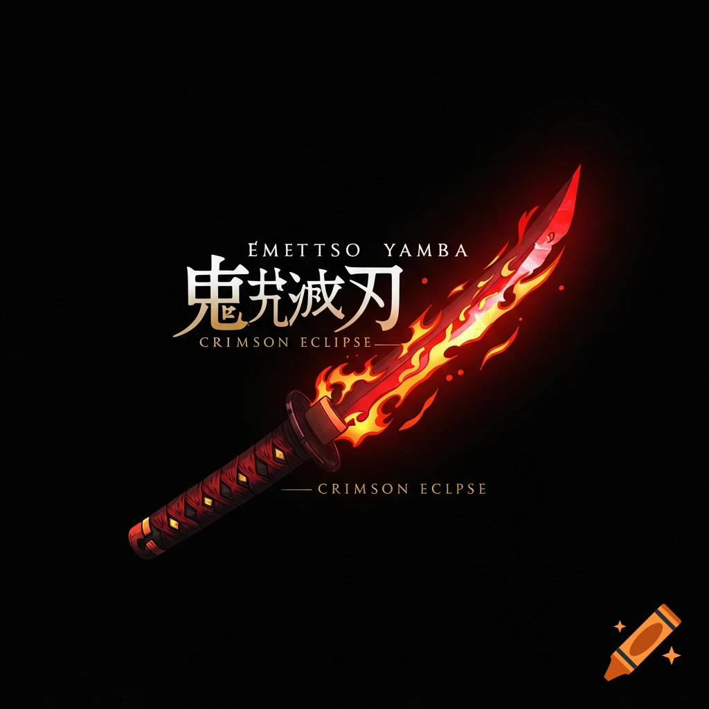 Demon Slayer inspired logo with text 'Kimetsu no yaiba: crimson eclipse ...