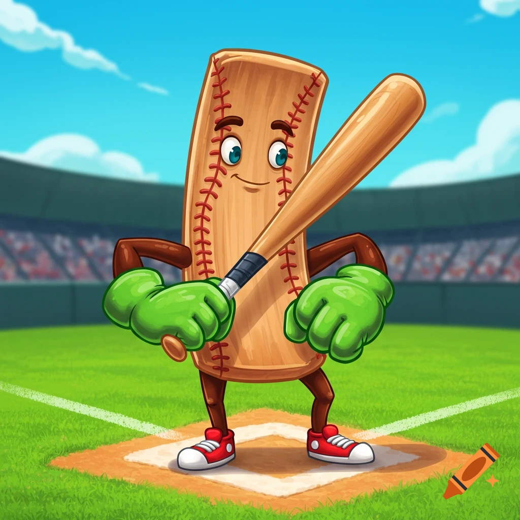 Baseball bat with arms and legs holding a baseball bat on Craiyon