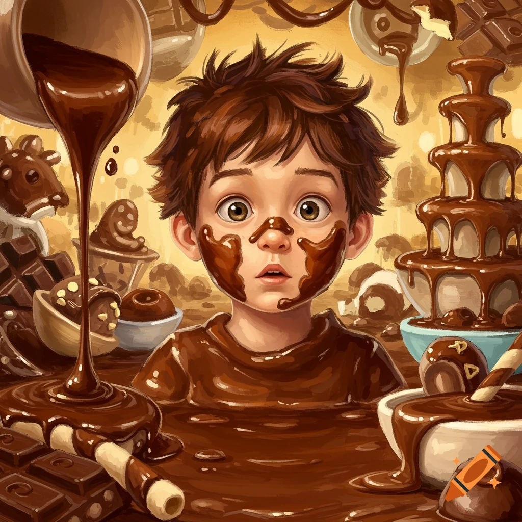 Blonde boy jumping in a puddle in Carl Larsson style watercolor and ink ...