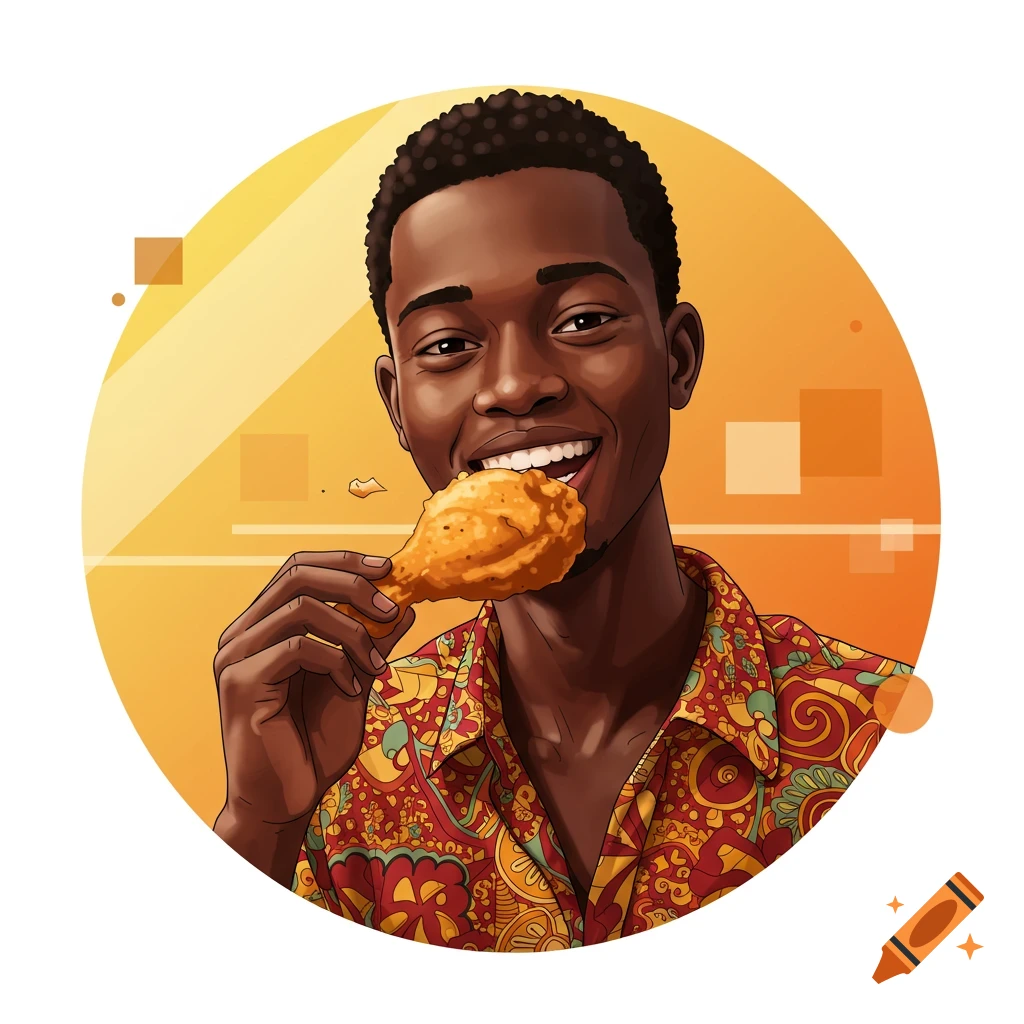 African person eating chicken on Craiyon