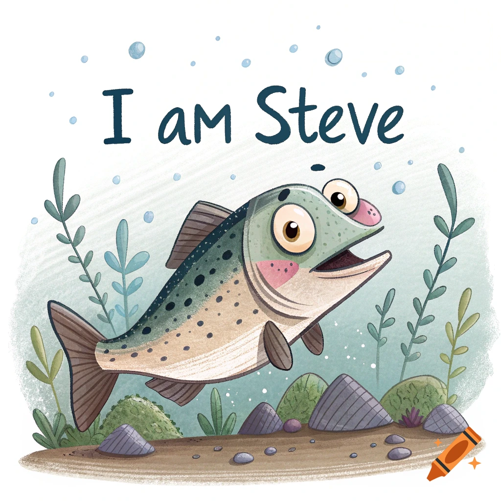 Fish version of Steve meme on Craiyon