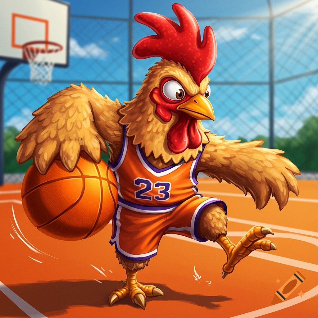 Chicken playing hockey on Craiyon