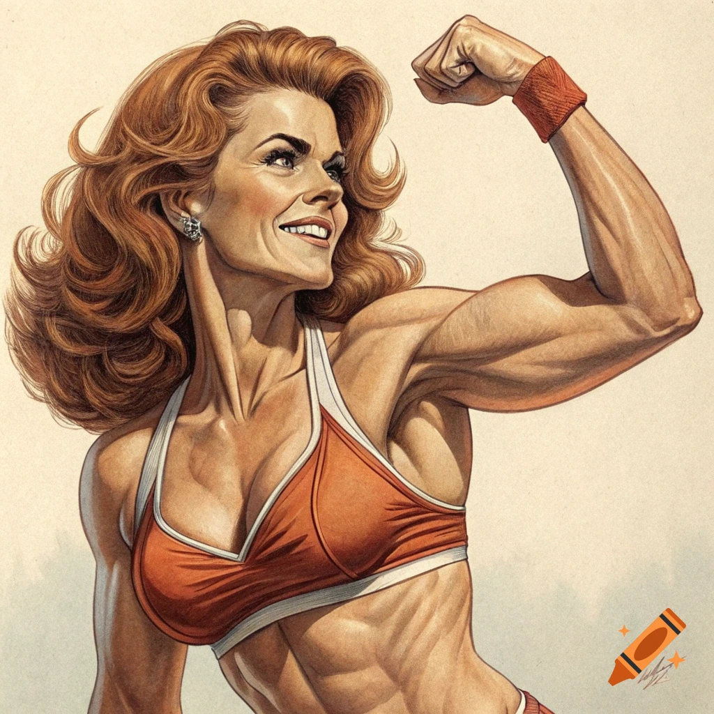 Stunning detail of a female heavyweight bodybuilder showcasing impressive muscle definition on ...
