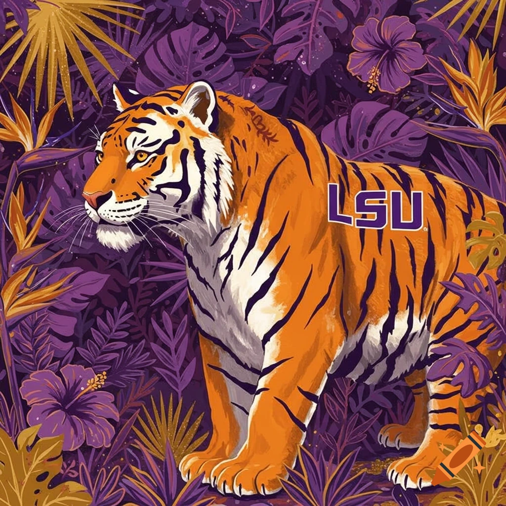 Fantasy tiger with LSU letters on Craiyon