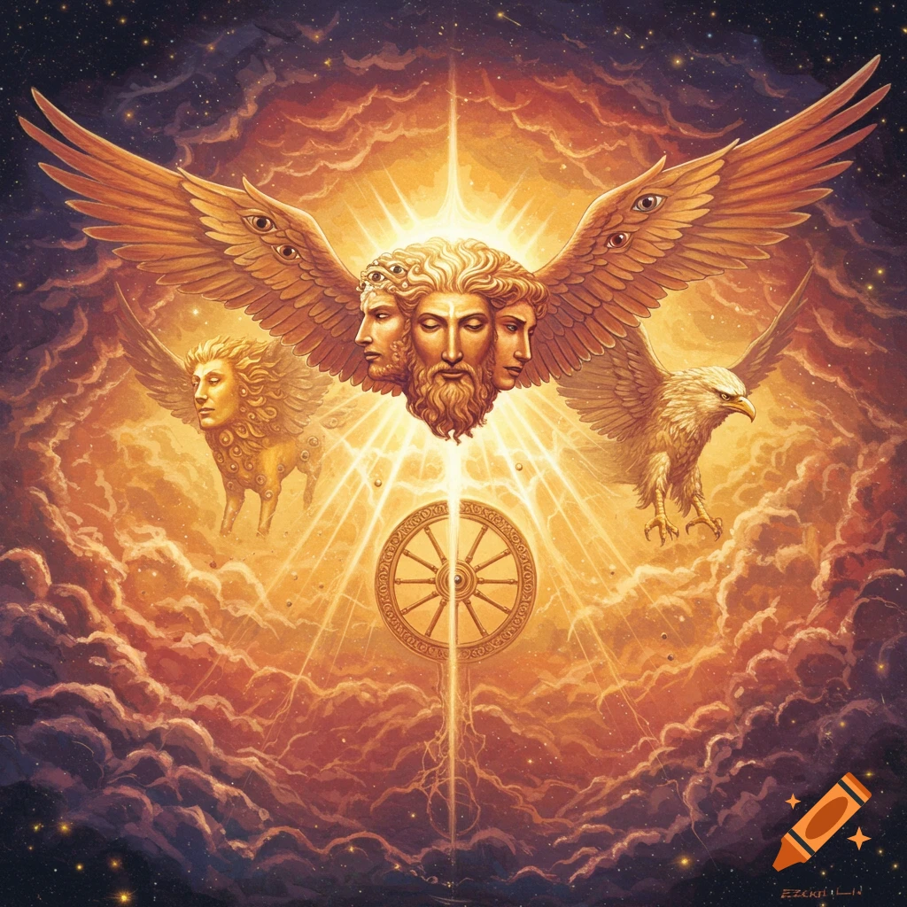 Stylized golden figure of Sol Invictus with a sun crown holding a spear ...