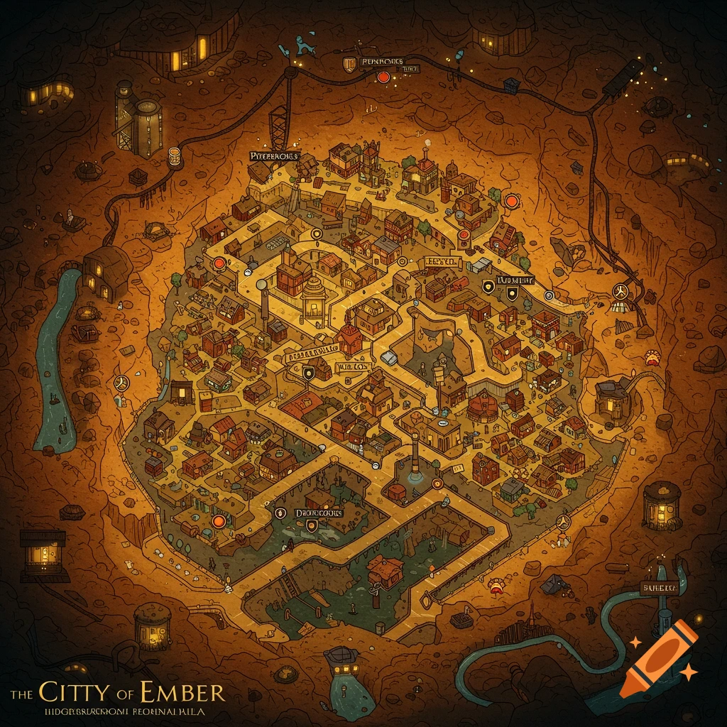 Magical kingdom map with castle and zoned social classes on Craiyon