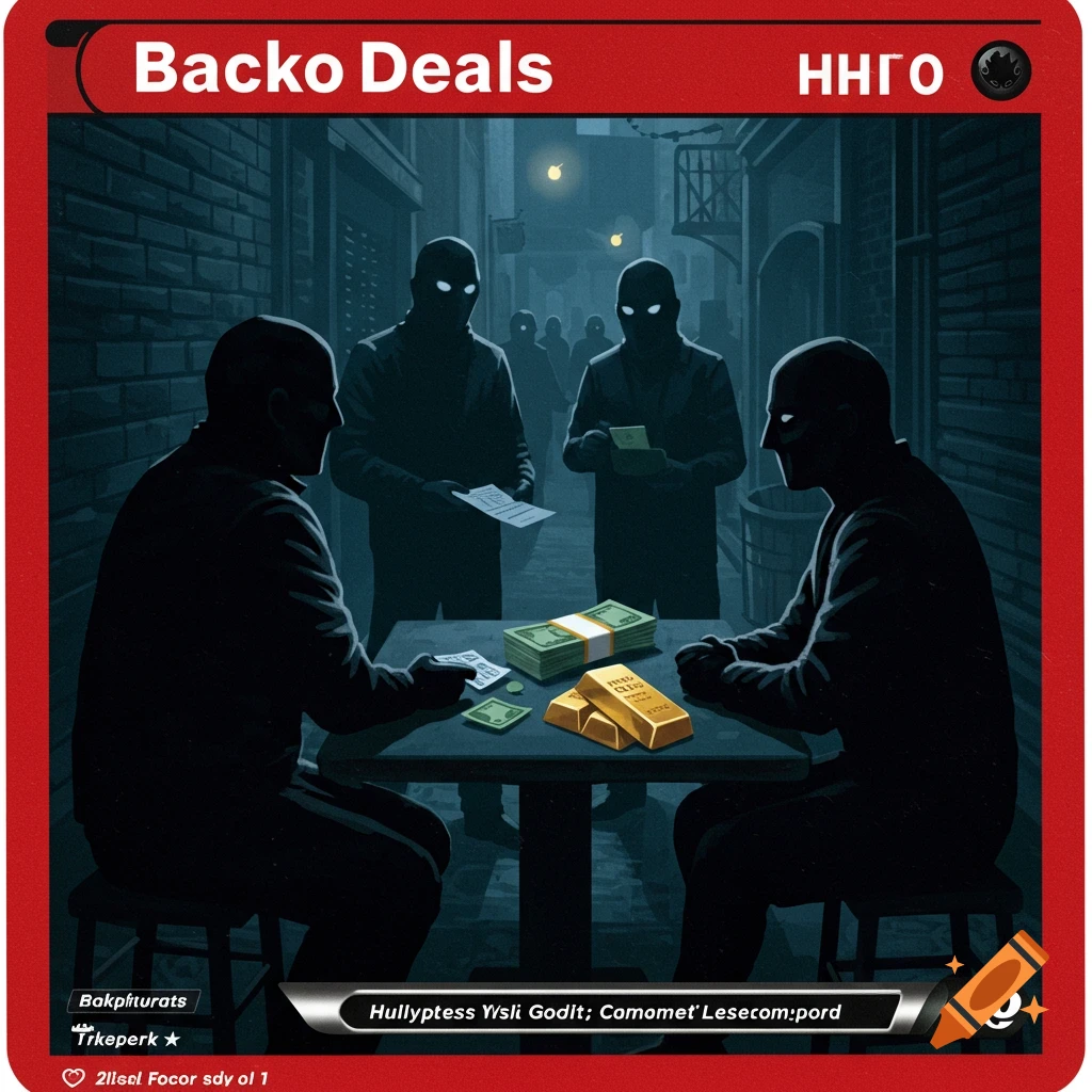 Backdoor Deals Pokemon-style trading card with red border on Craiyon