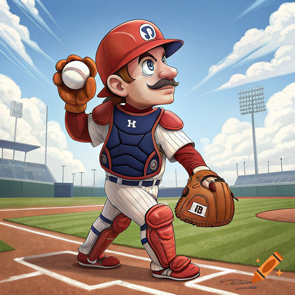 A stylized illustration of a baseball stadium built on a pier over the ...