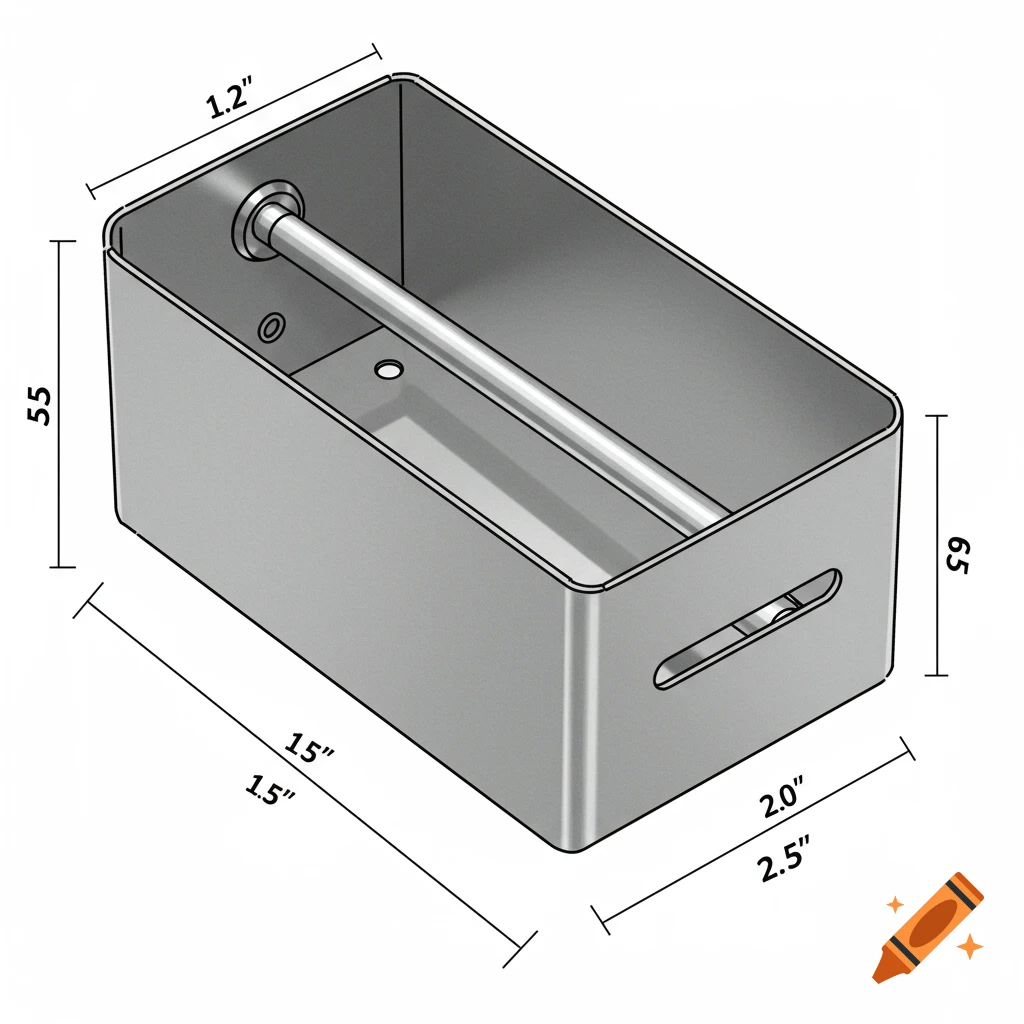 Metal box with removable rod on Craiyon