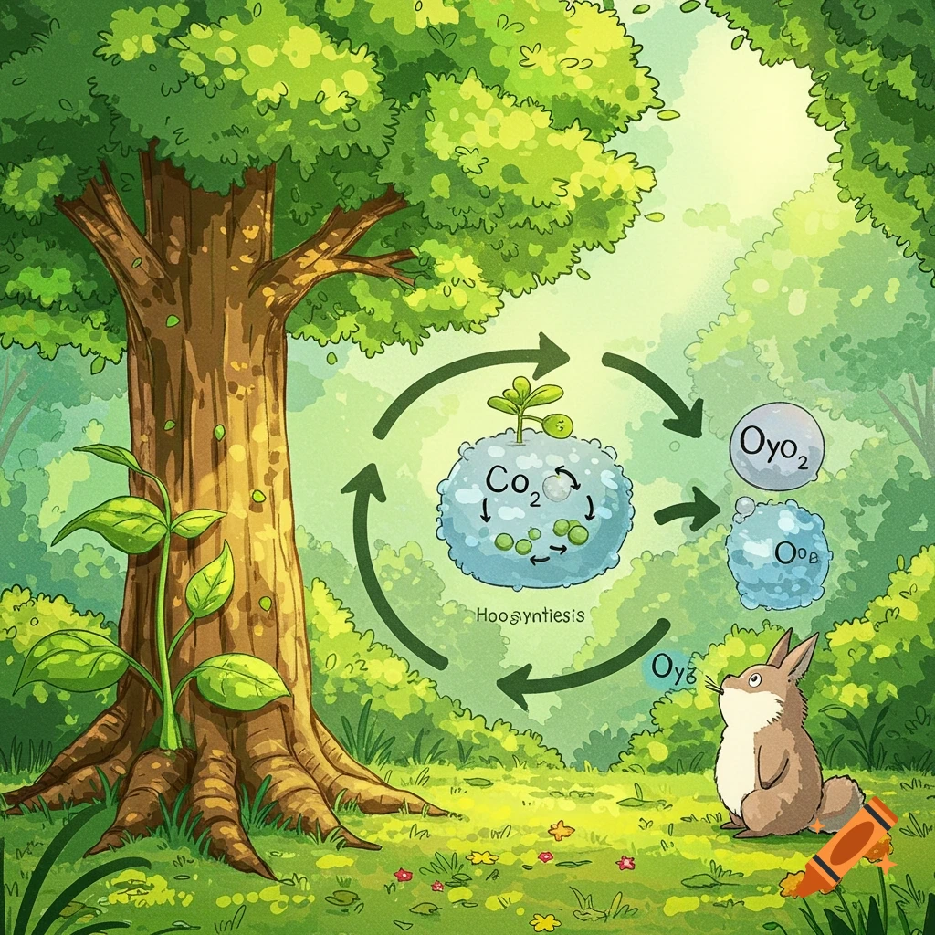Photosynthesis and cellular respiration diagram on Craiyon