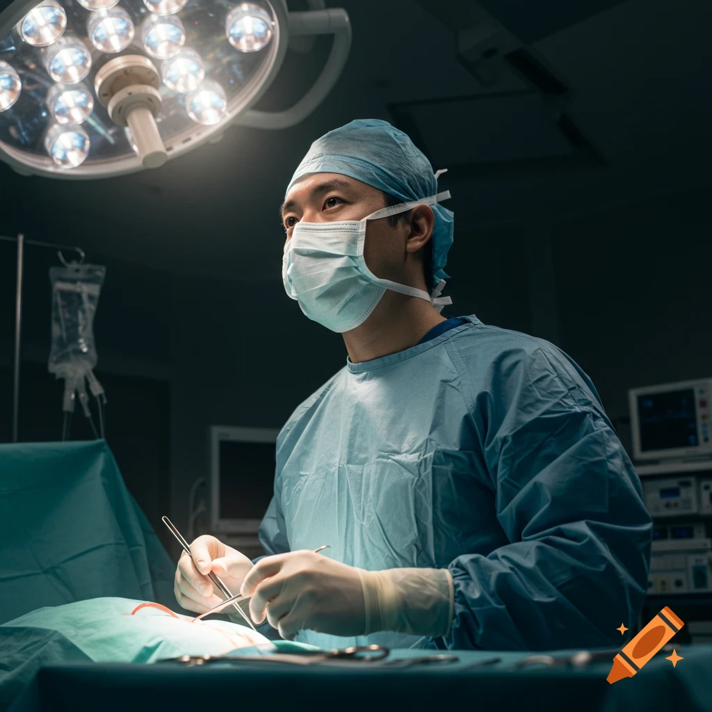 Surgeon performing surgery in an operating room on Craiyon