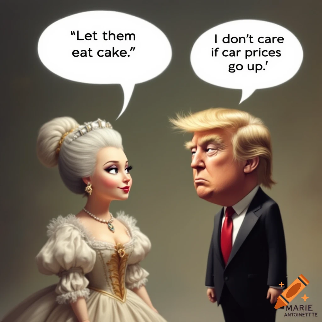 Stylized illustration of Marie Antoinette saying 'Let them eat cake ...