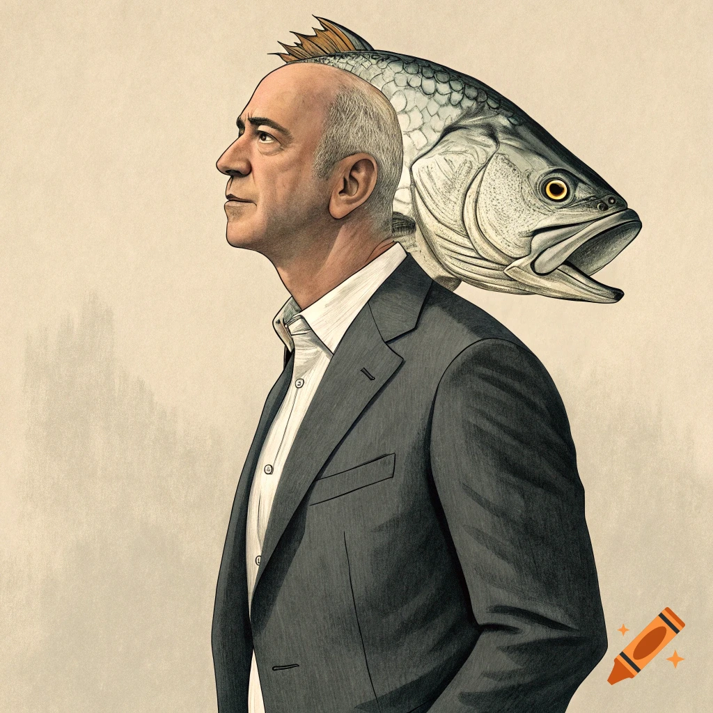 Illustration of an anthropomorphic fish wearing a suit and tie, smoking ...