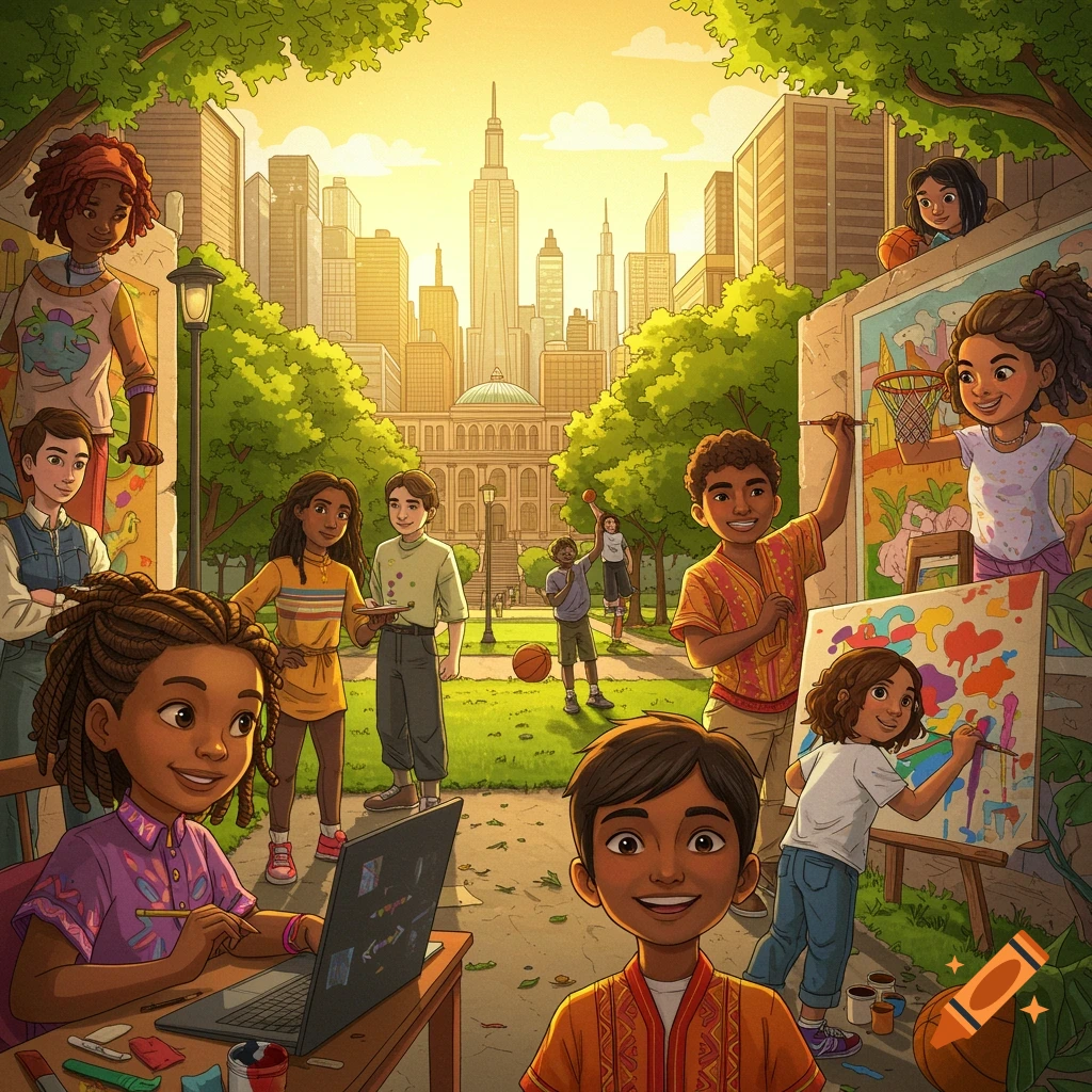 A multi-racial society where youth feel validated and protected. on Craiyon