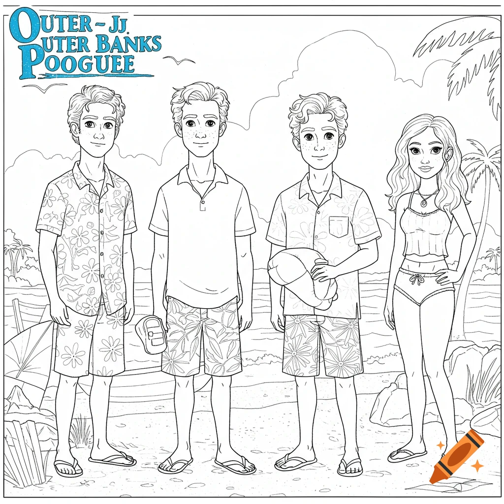 Outer Banks Pogue coloring page on Craiyon